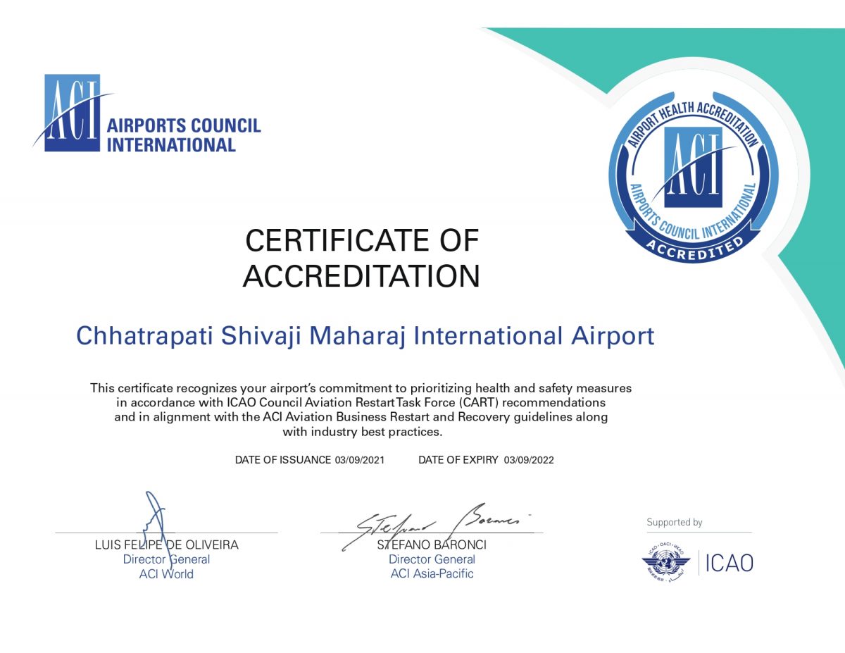 CSMIA achieves ACI Health Accreditation for the second consecutive year - Hotelier India